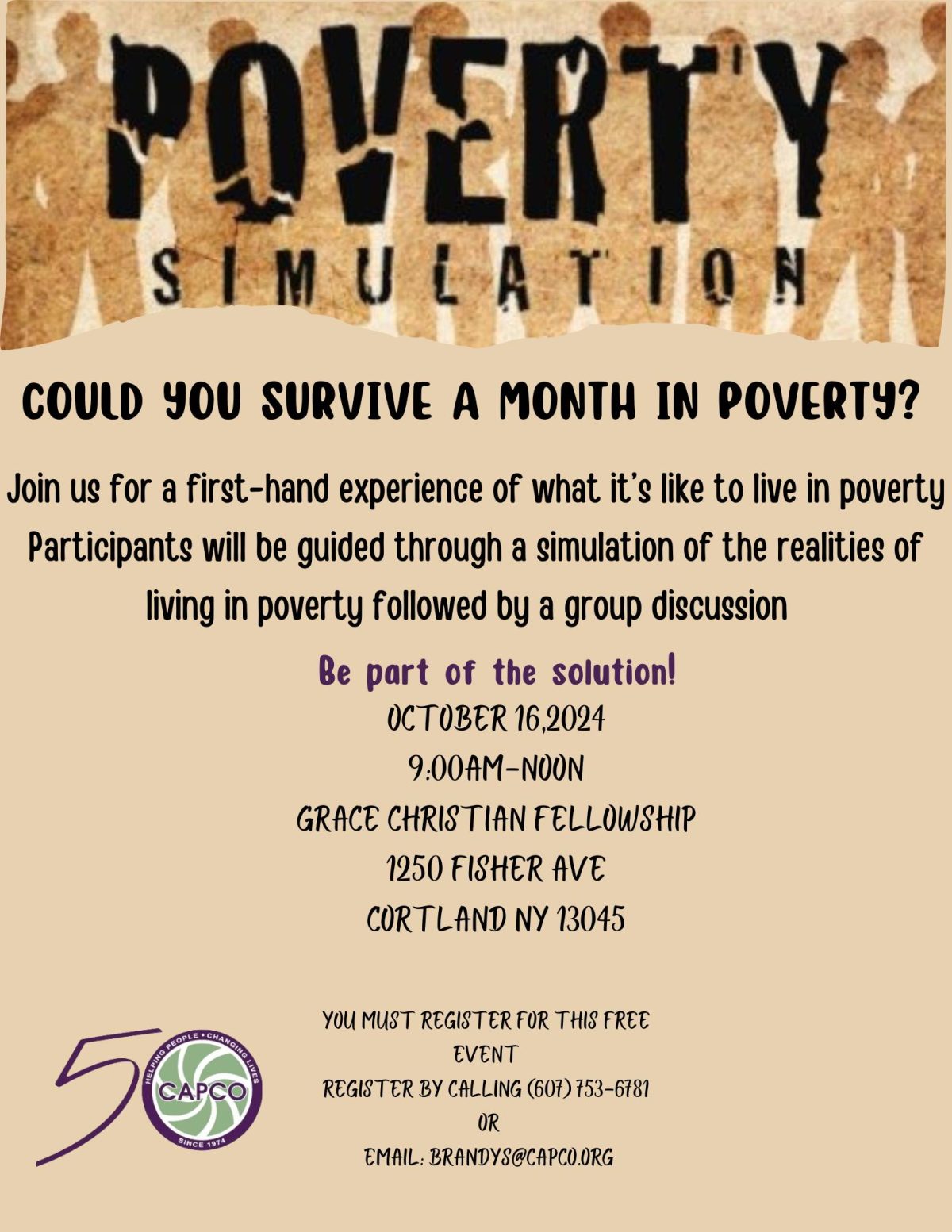 CAPCO to Host Community Poverty Simulation