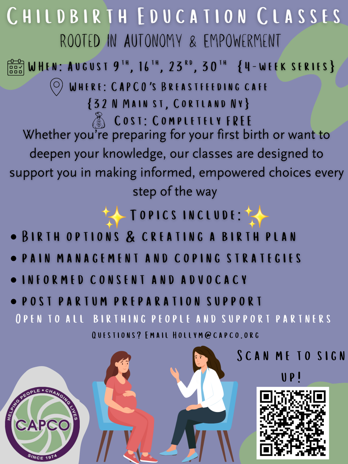 CAPCO to host Childbirth Education Classes starting in August 2025!